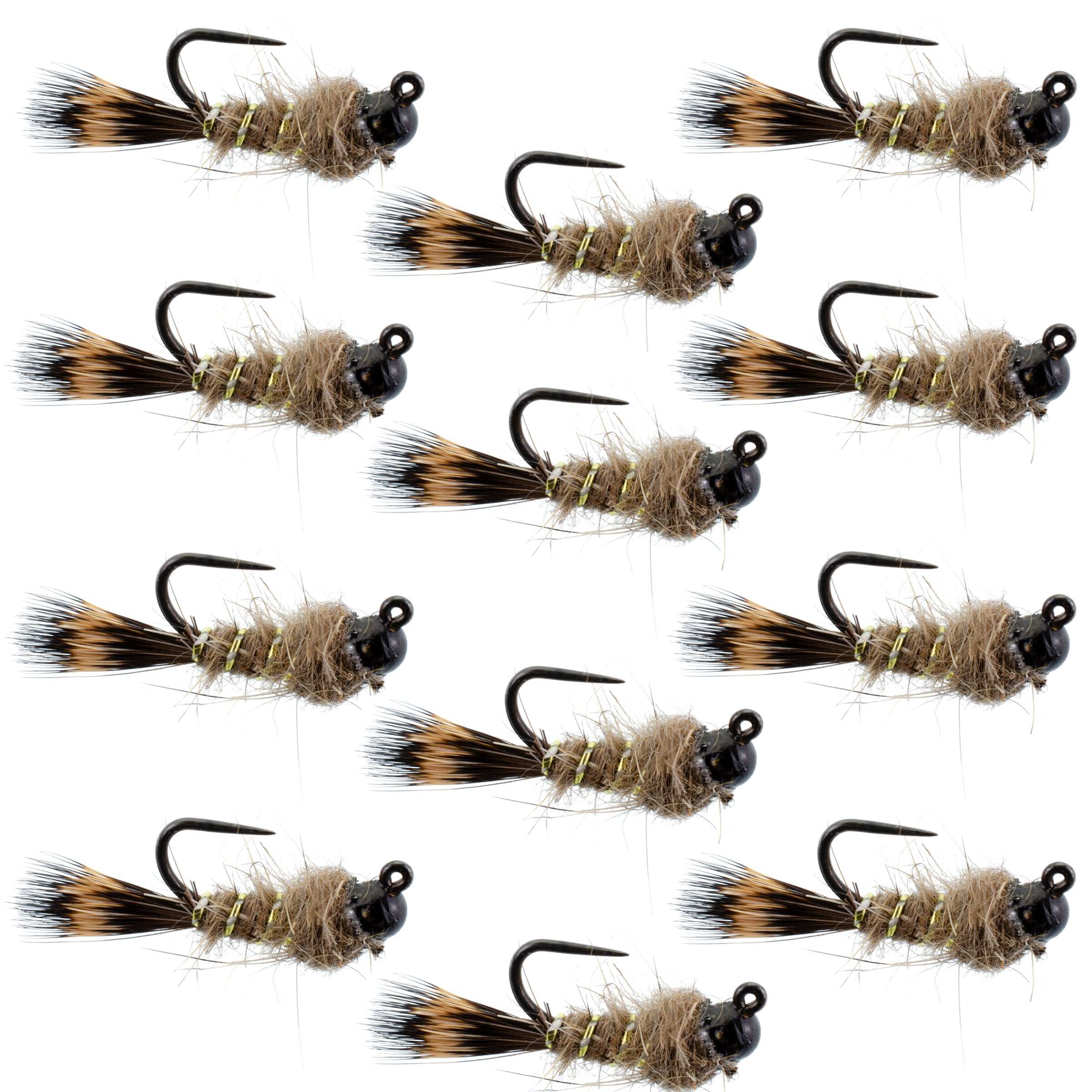 Tungsten Bead Head Natural Hares Ear Euro Jigged Tactical Flies - Whol